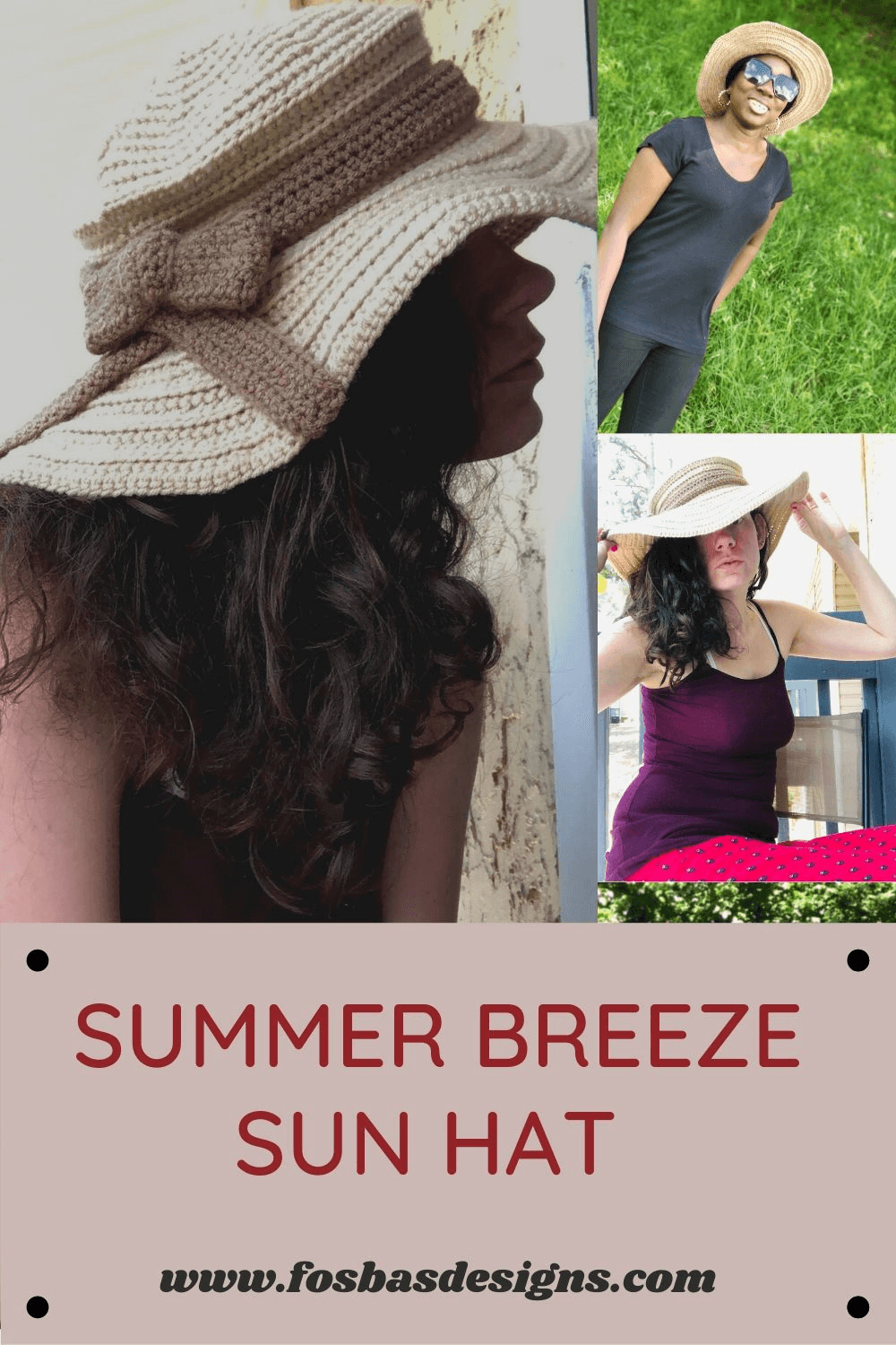 Crochet wide brim sun hat pattern - Fosbas Designs