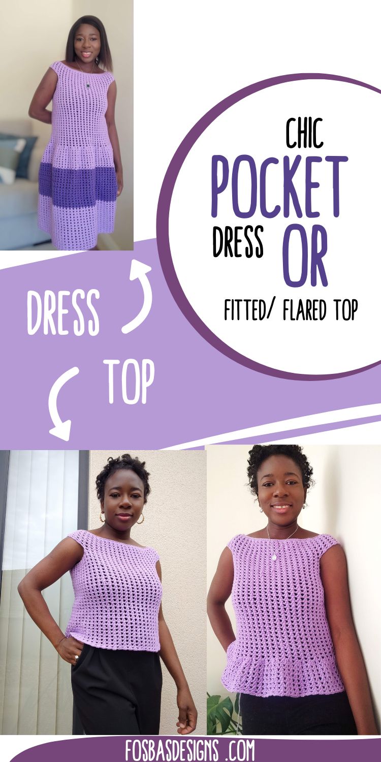 Easy Crochet pocket dress pattern - Fosbas Designs