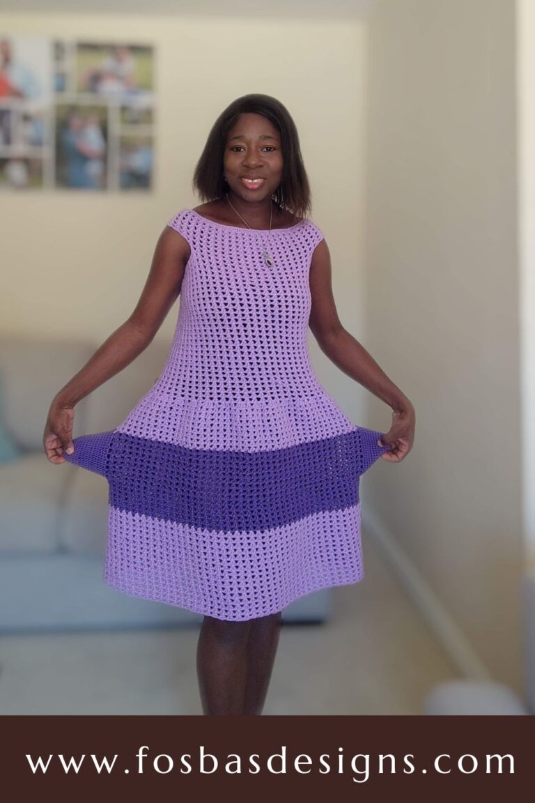 Easy Crochet pocket dress pattern - Fosbas Designs