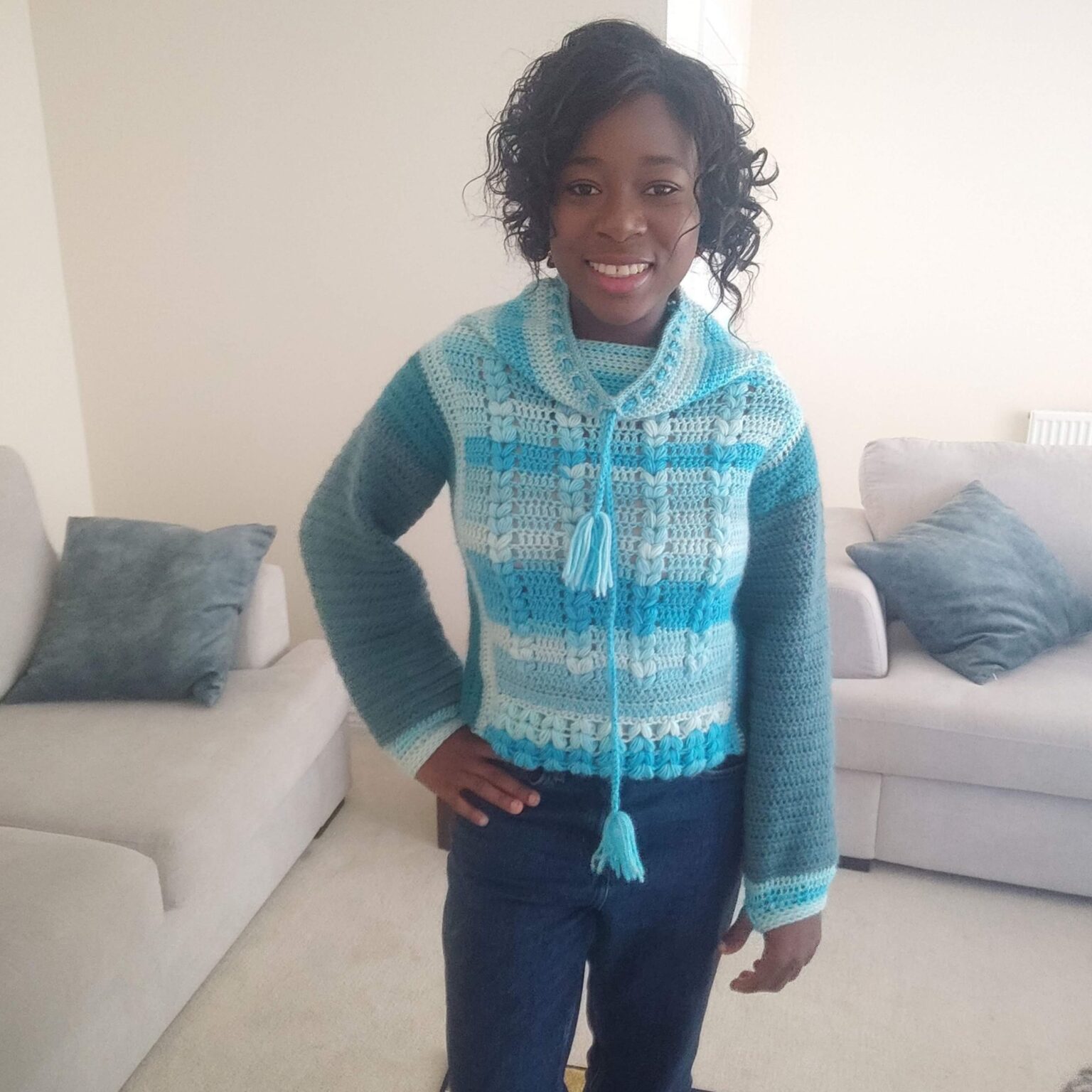 Crochet turtle neck cropped sweater pattern - Fosbas Designs