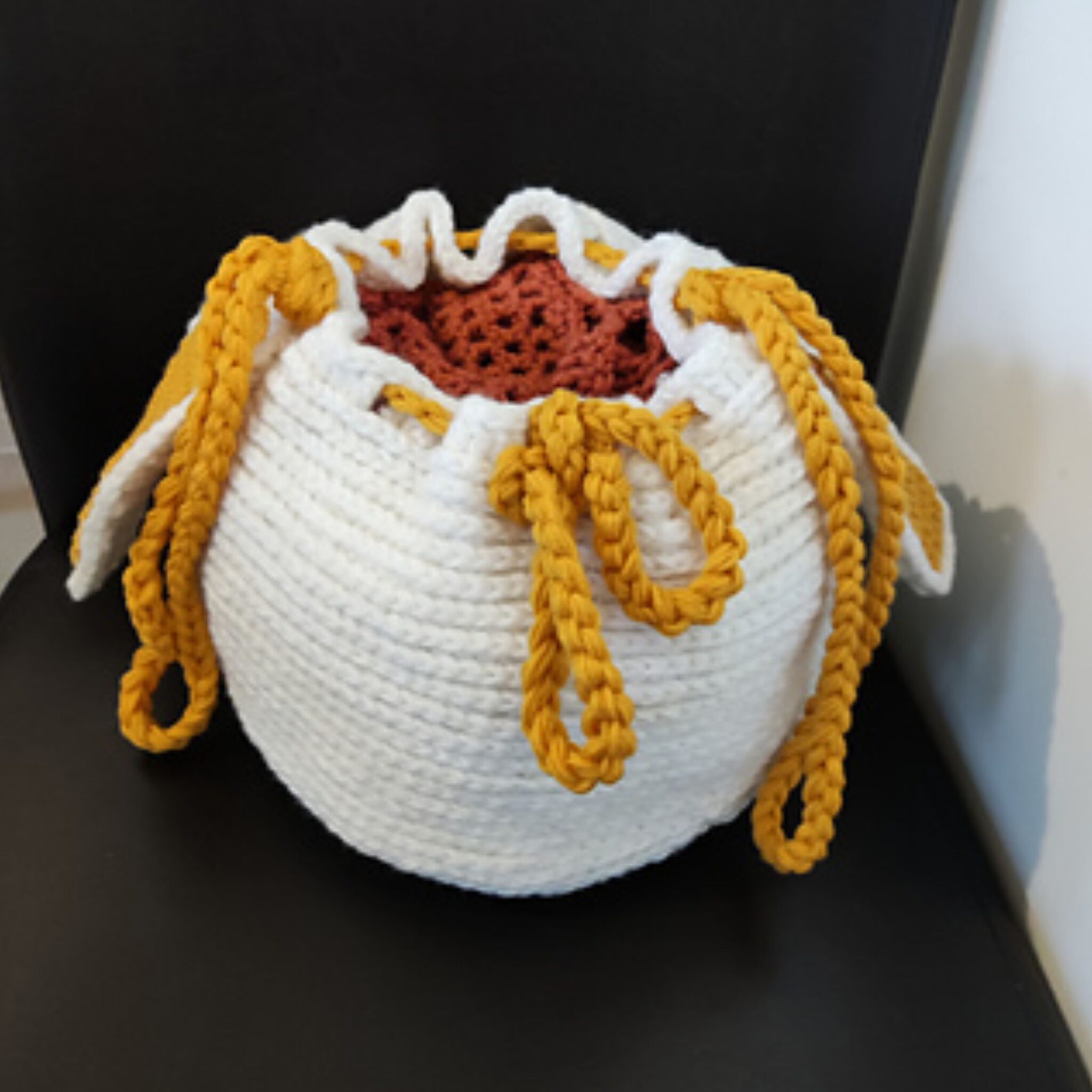 Bunny Crochet Drawstring Bucket Bag Free Pattern - Fosbas Designs