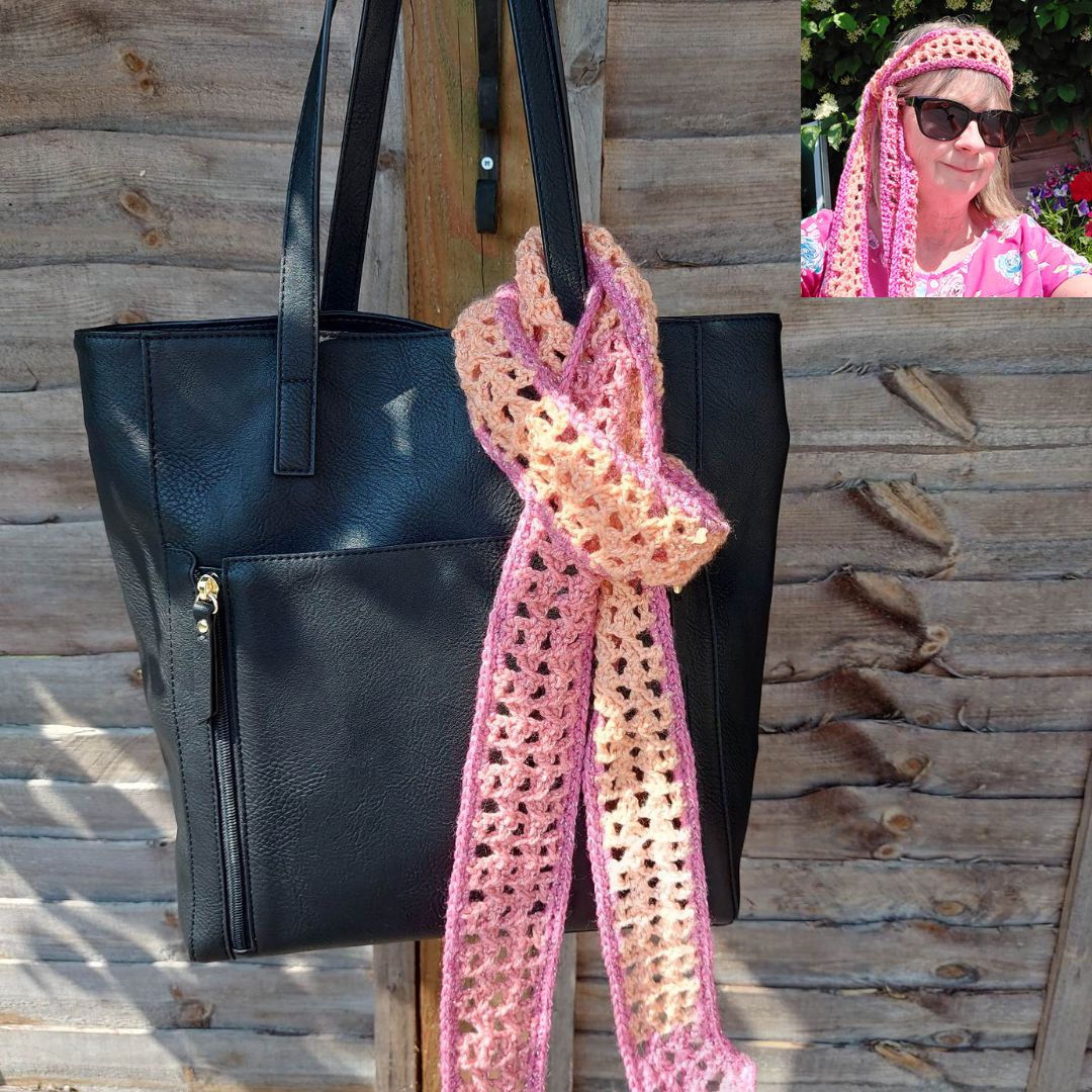 30 Minutes Crochet Hair Scarf Free Pattern - Fosbas Designs