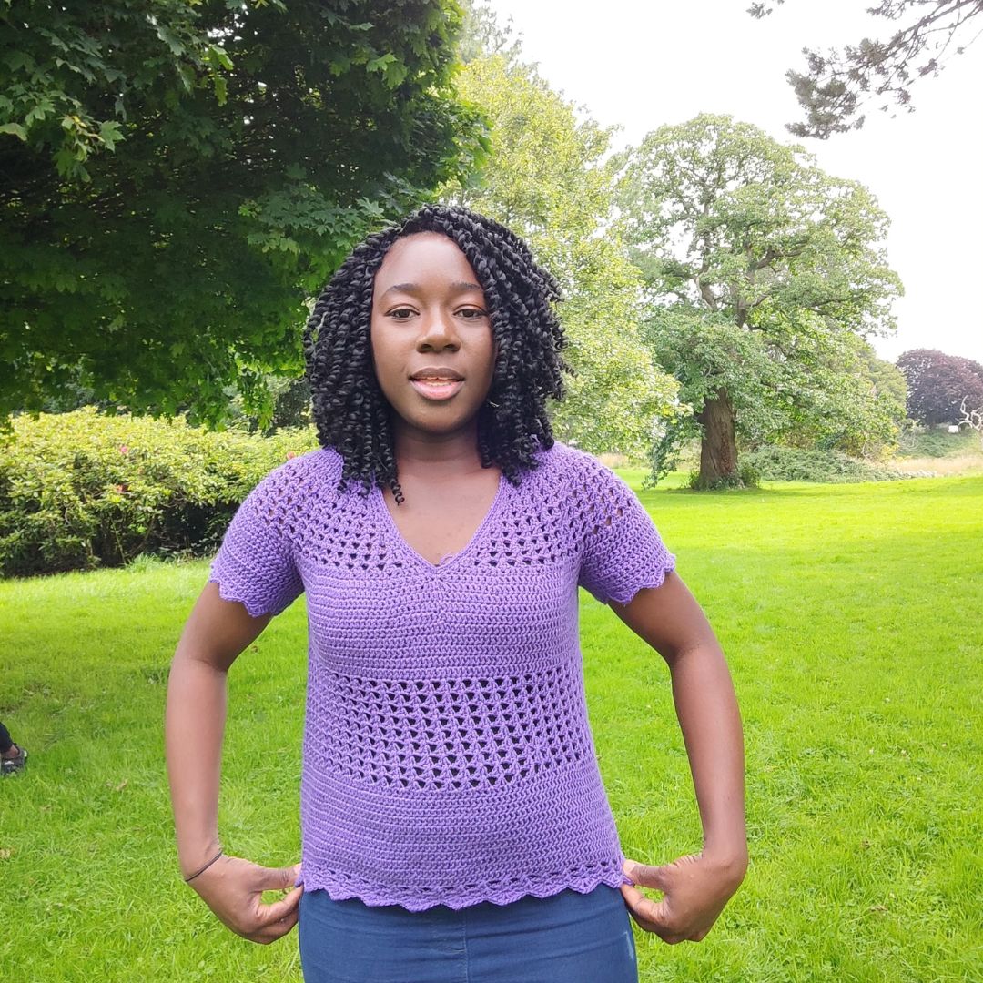 Crochet V-Neck Top Pattern - Fosbas Designs