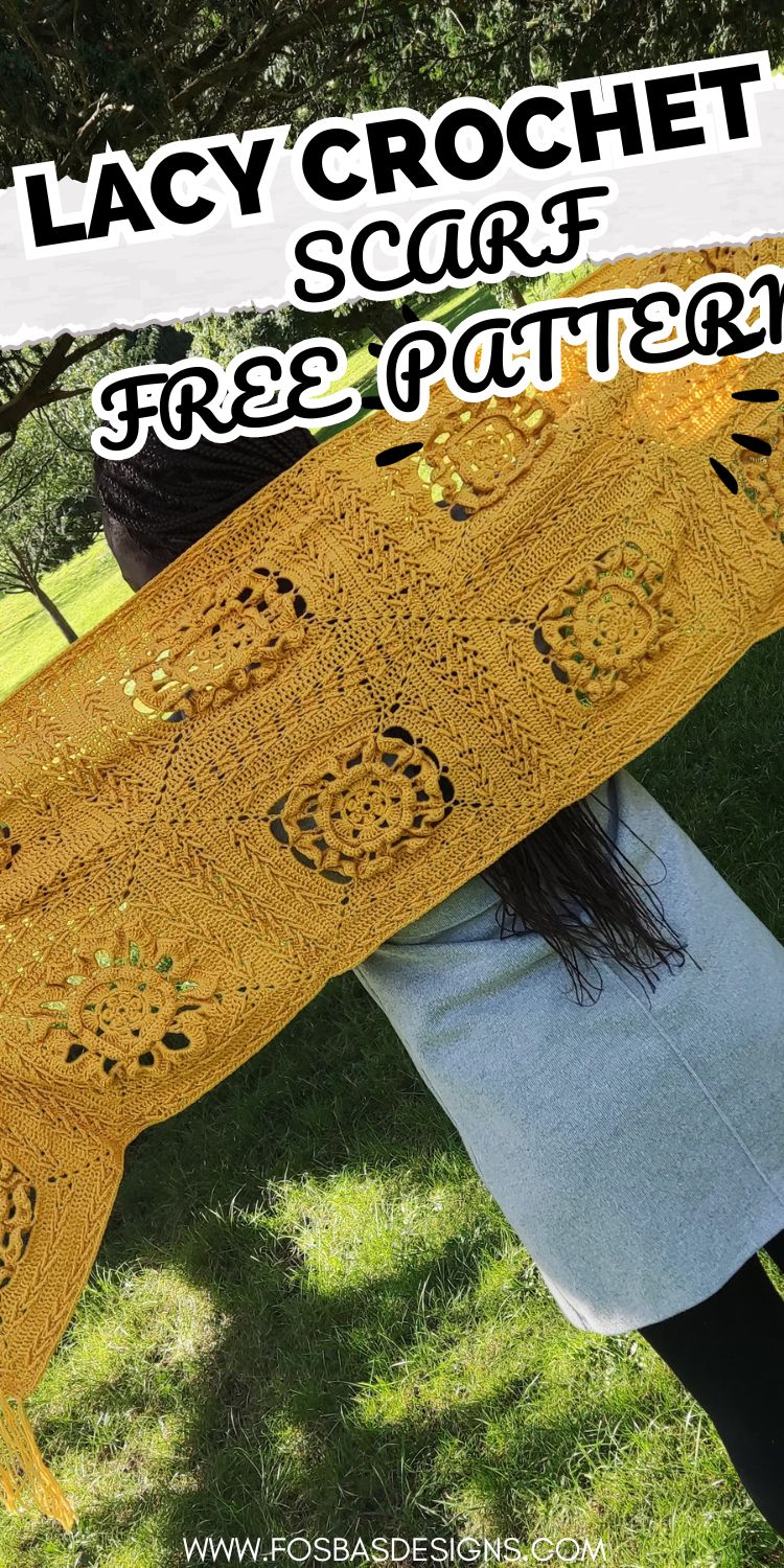 Lacy crochet scarf free pattern - Fosbas Designs