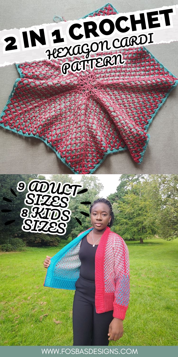 Reversible Crochet Hexagon Cardigan - Fosbas Designs