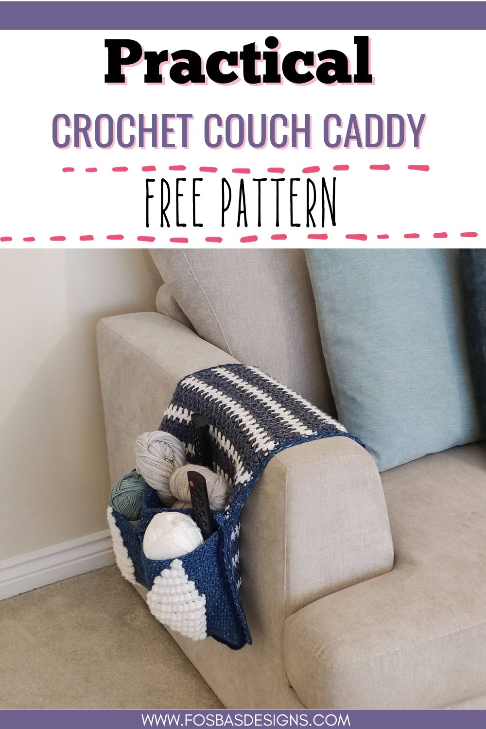 Practical Crochet Armchair Caddy Free Pattern - Fosbas Designs