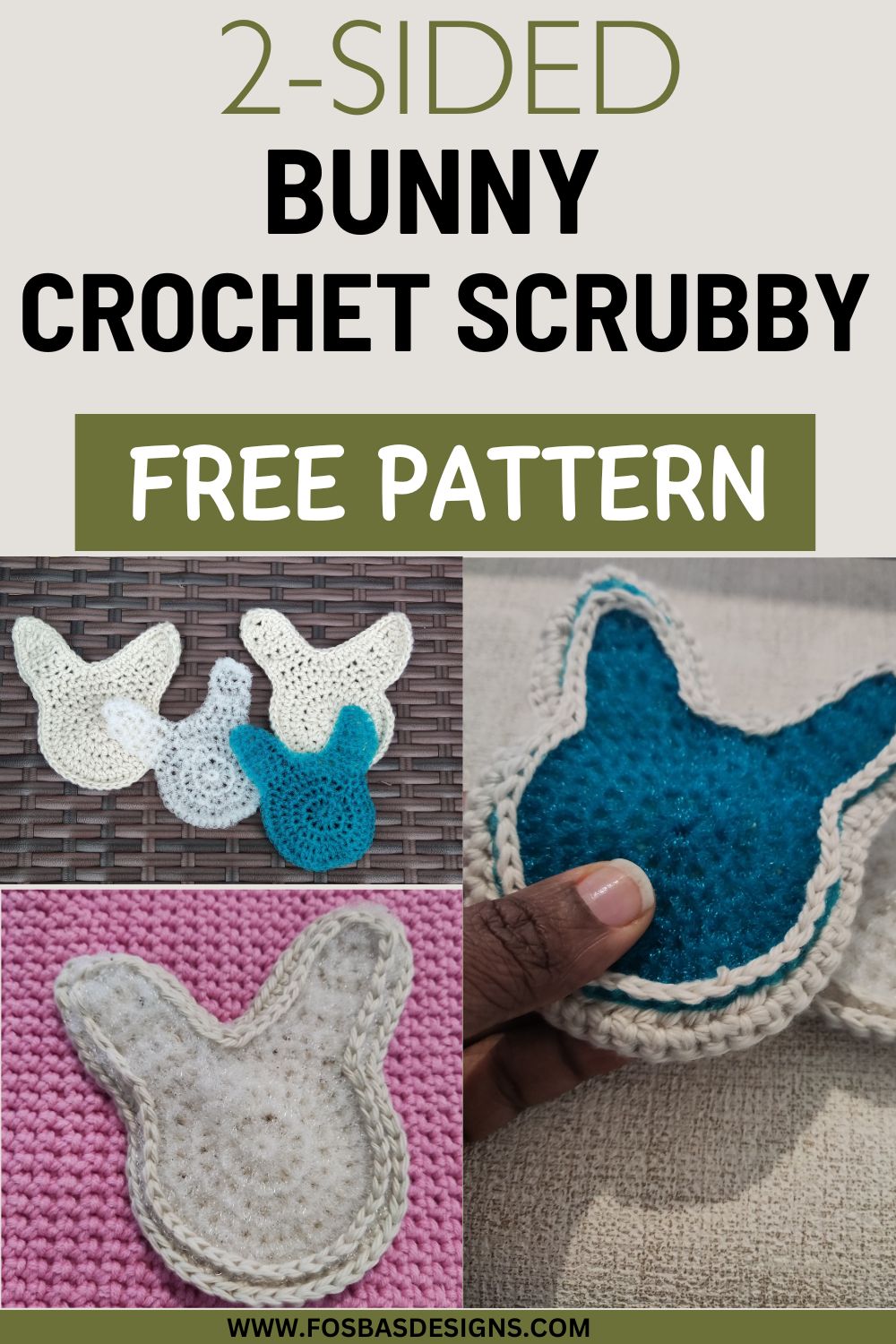 Bunny Reusable Crochet Scrubbie Pattern - Fosbas Designs
