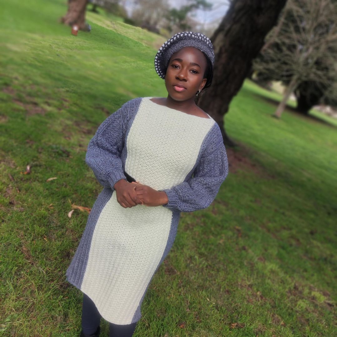 Sweater dress crochet pattern - Fosbas Designs