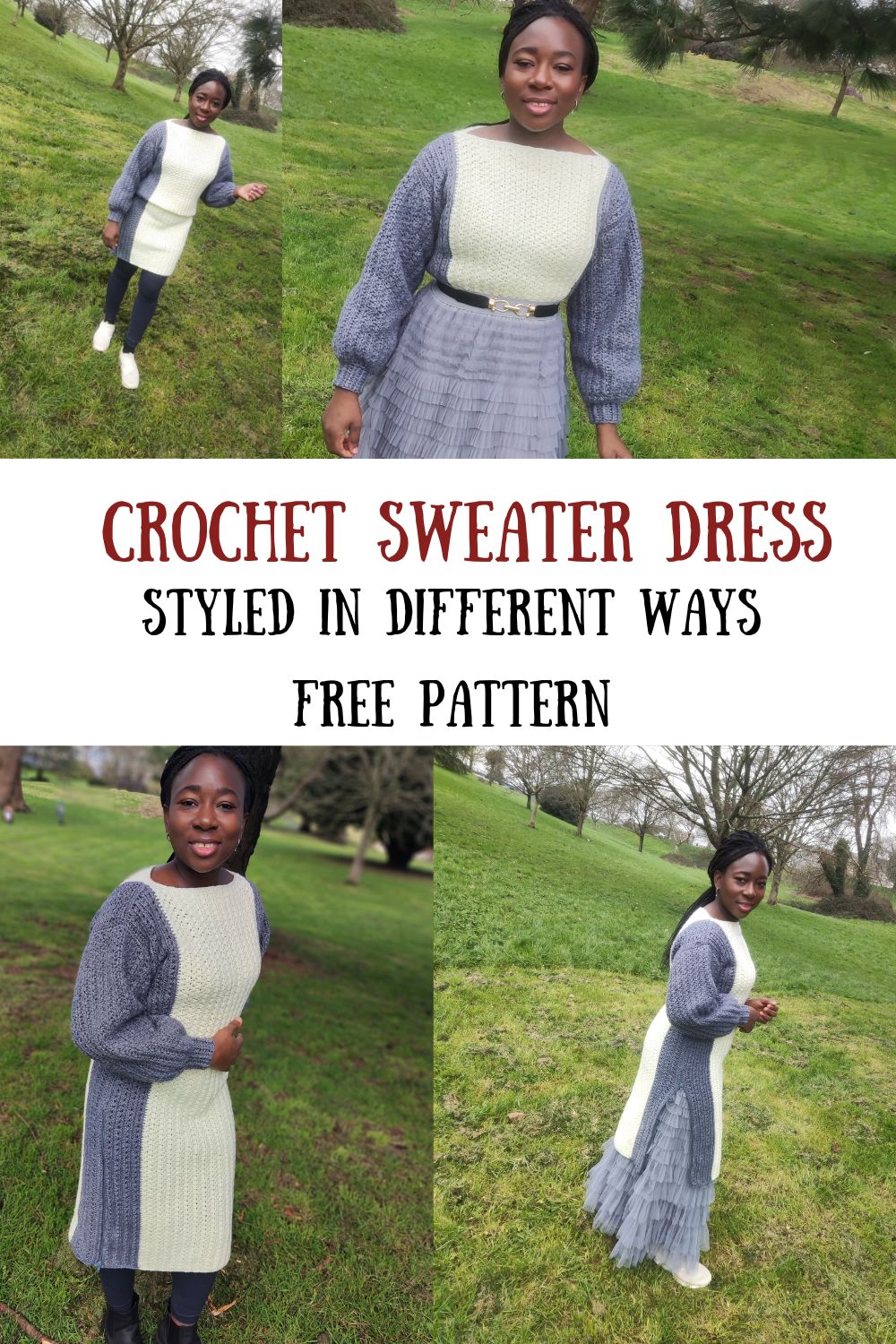 Sweater dress crochet pattern - Fosbas Designs