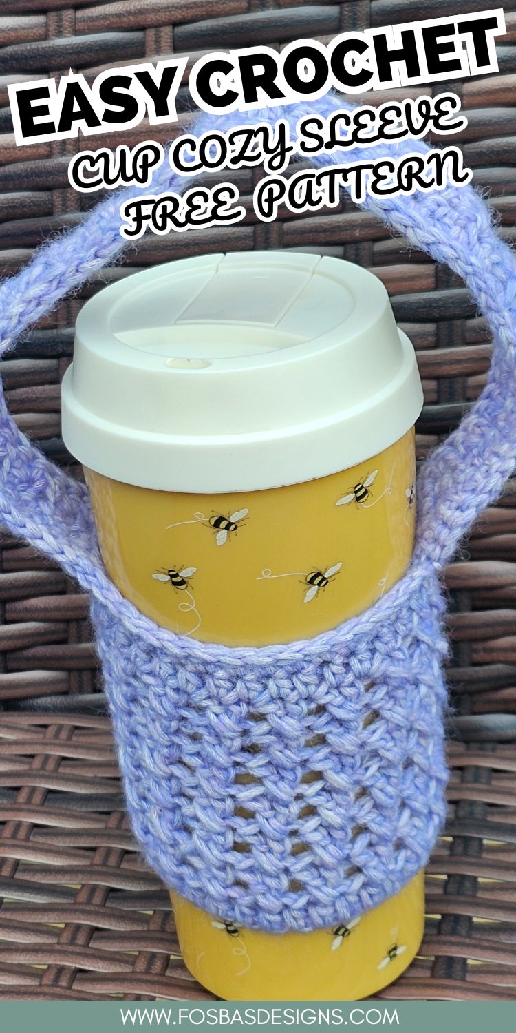 Quick Crochet Cup Cozy Free Pattern - Fosbas Designs