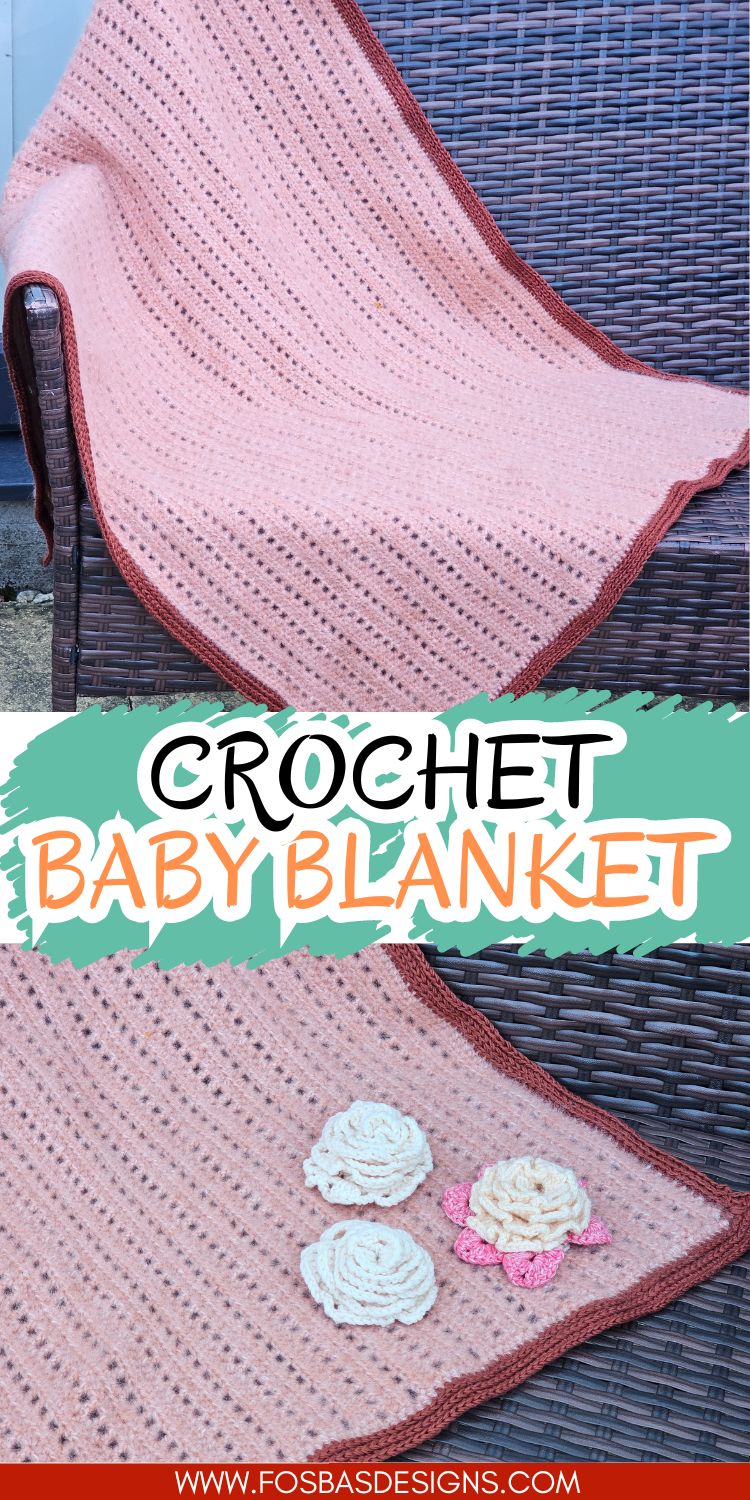 Super easy crochet baby blanket pattern for beginners - Fosbas Designs