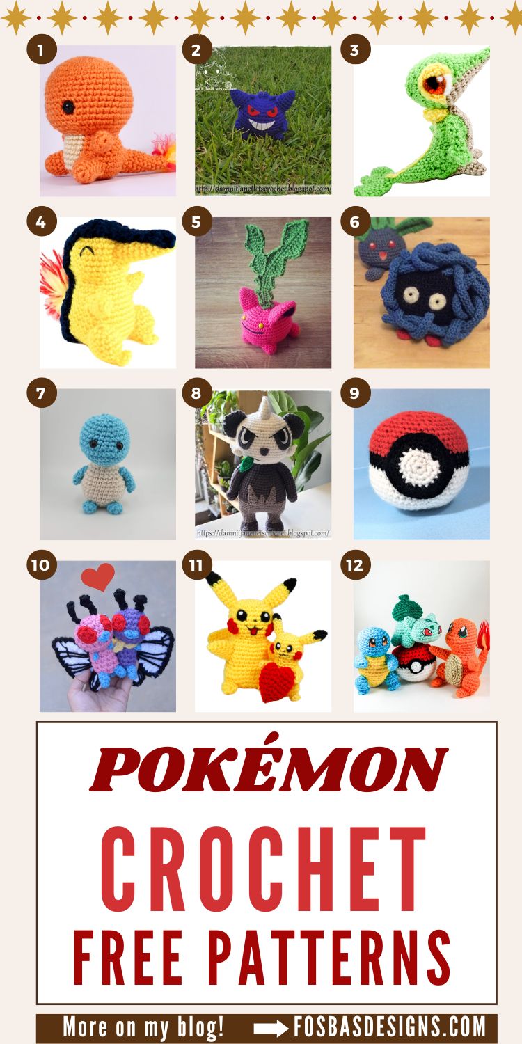 30 Best Free Pokémon Crochet Plush Patterns - Fosbas Designs