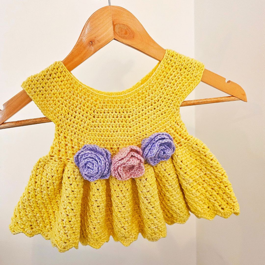 Lillian crochet baby dress free pattern - Fosbas Designs