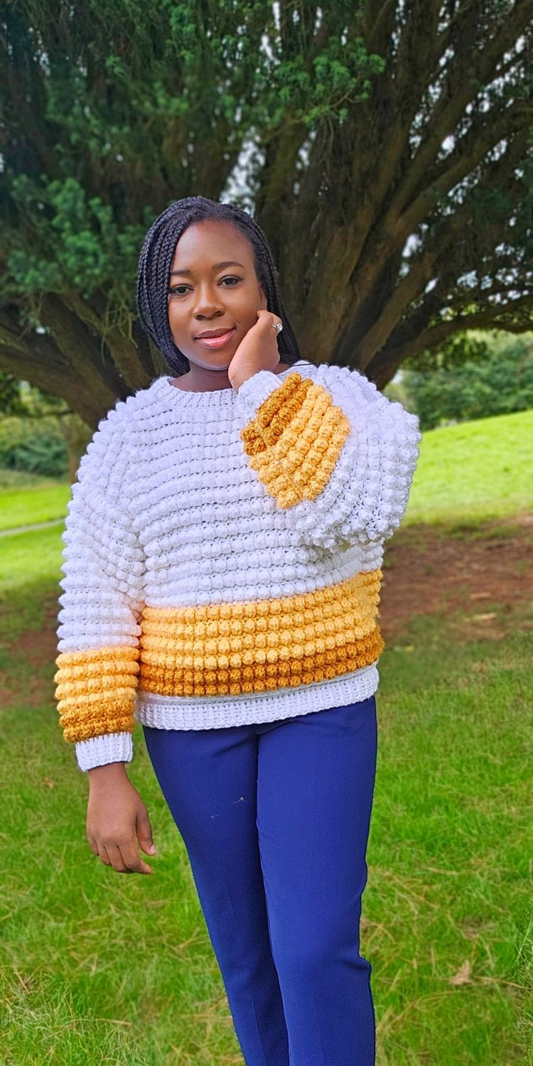 Crochet bobble sweater free pattern - Fosbas Designs