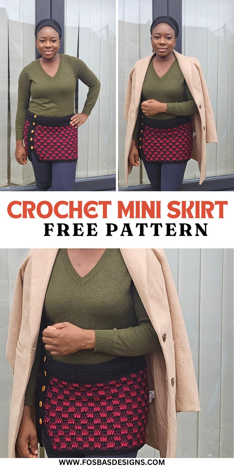 Plaid crochet mini skirt pattern - Fosbas Designs