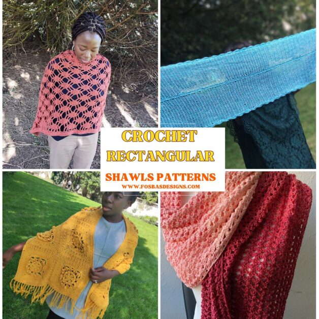 Best rectangular crochet shawls free patterns - Fosbas Designs