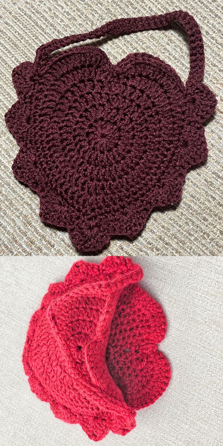 Easy Crochet heart treat bag pattern - Fosbas Designs