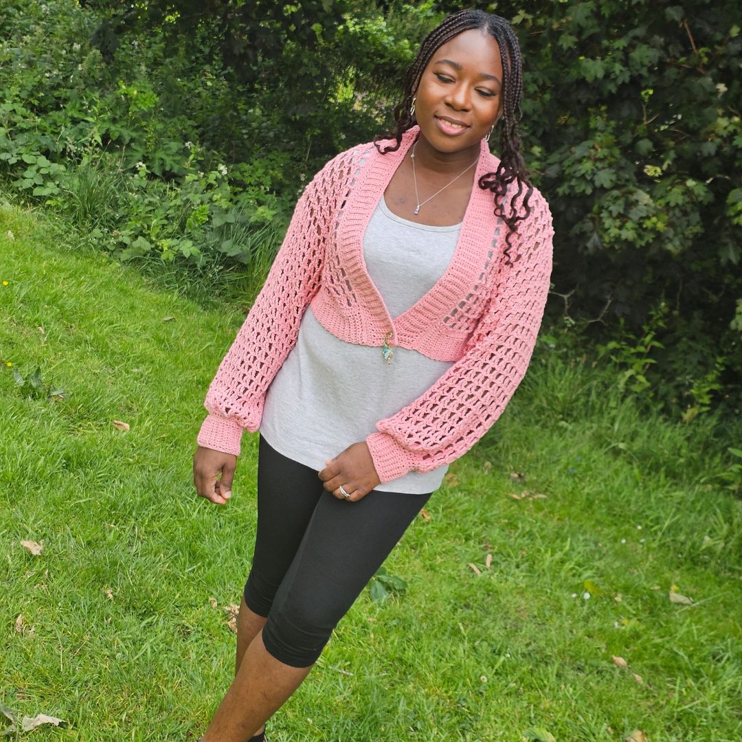 Summer Cropped Crochet Cardigan - Fosbas Designs