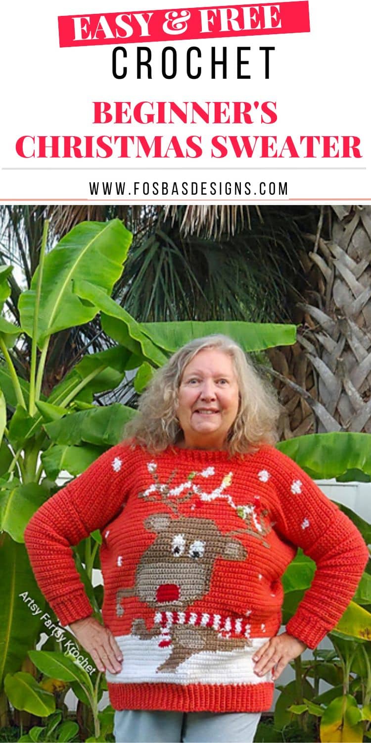 Crochet Christmas Sweater Pattern - Fosbas Designs