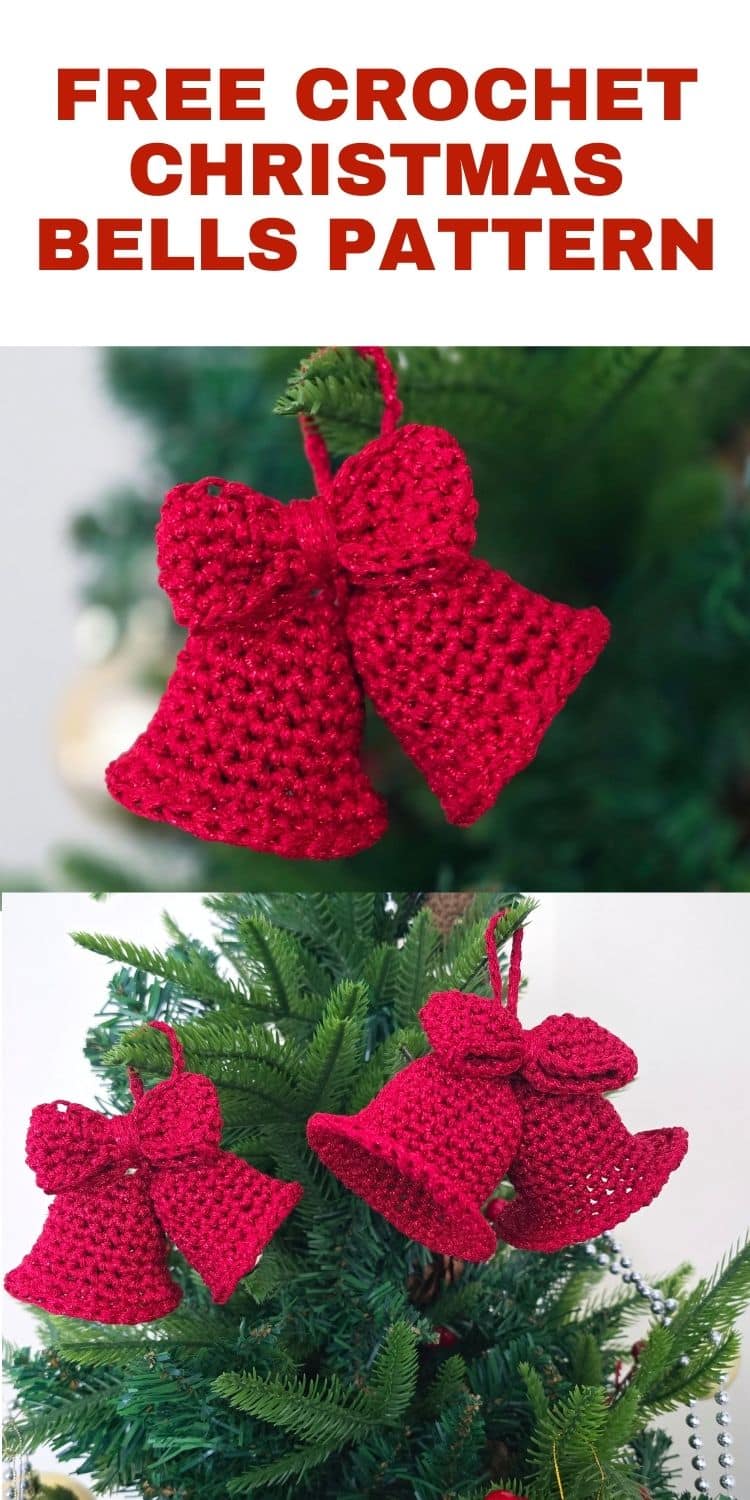 Free Crochet Christmas Bells Pattern: 3 sizes! - Fosbas Designs
