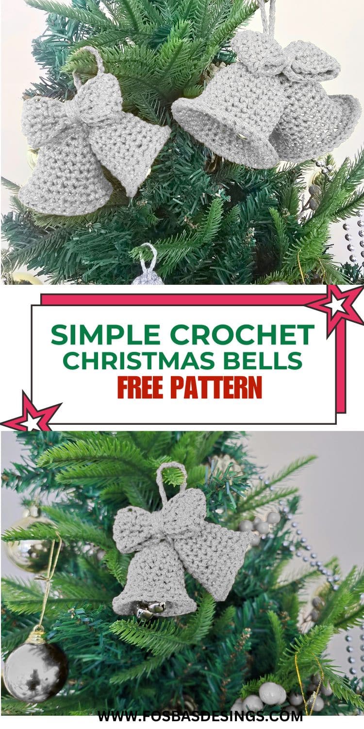 Free Crochet Christmas Bells Pattern: 3 sizes! - Fosbas Designs