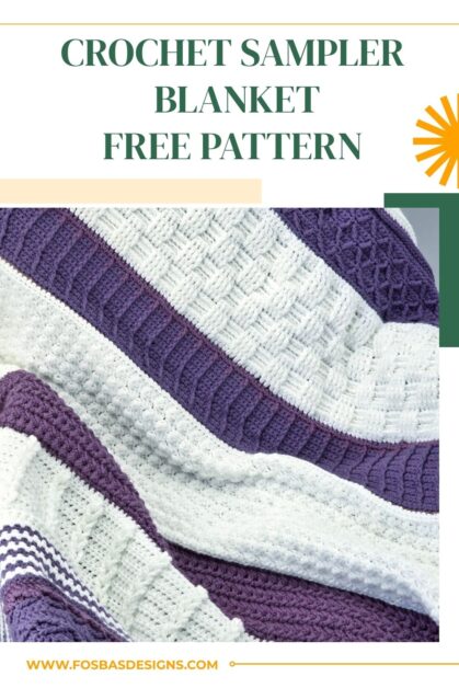 Crochet Sampler Blanket Free Pattern Crochet Along - Fosbas Designs